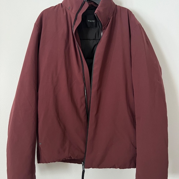 Theory | Jackets & Coats | Theory Maroon And Black Down Feathers Puffer ...